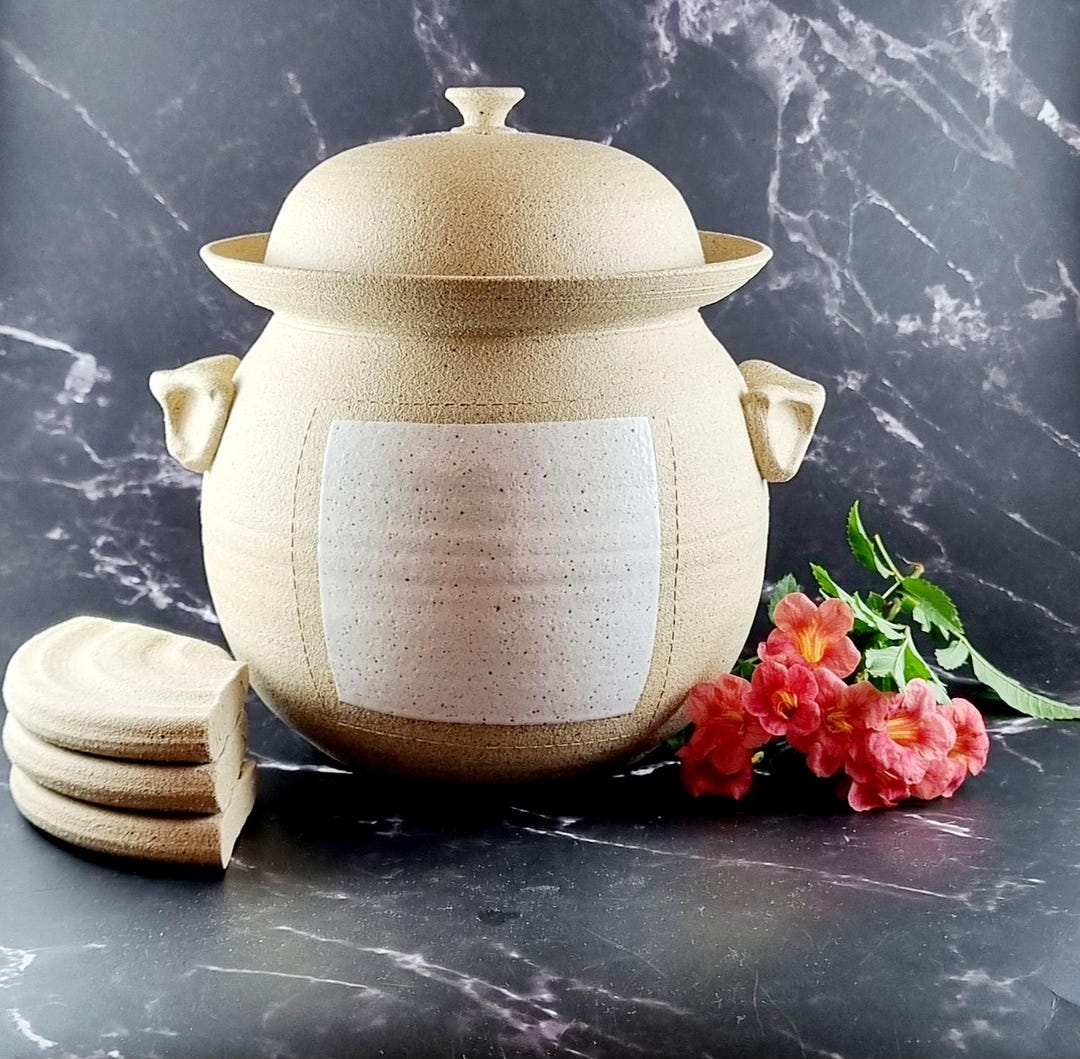 64 Oz Beige With Speckles Handmade Ceramic Fermentation Crocks Ceramic ...