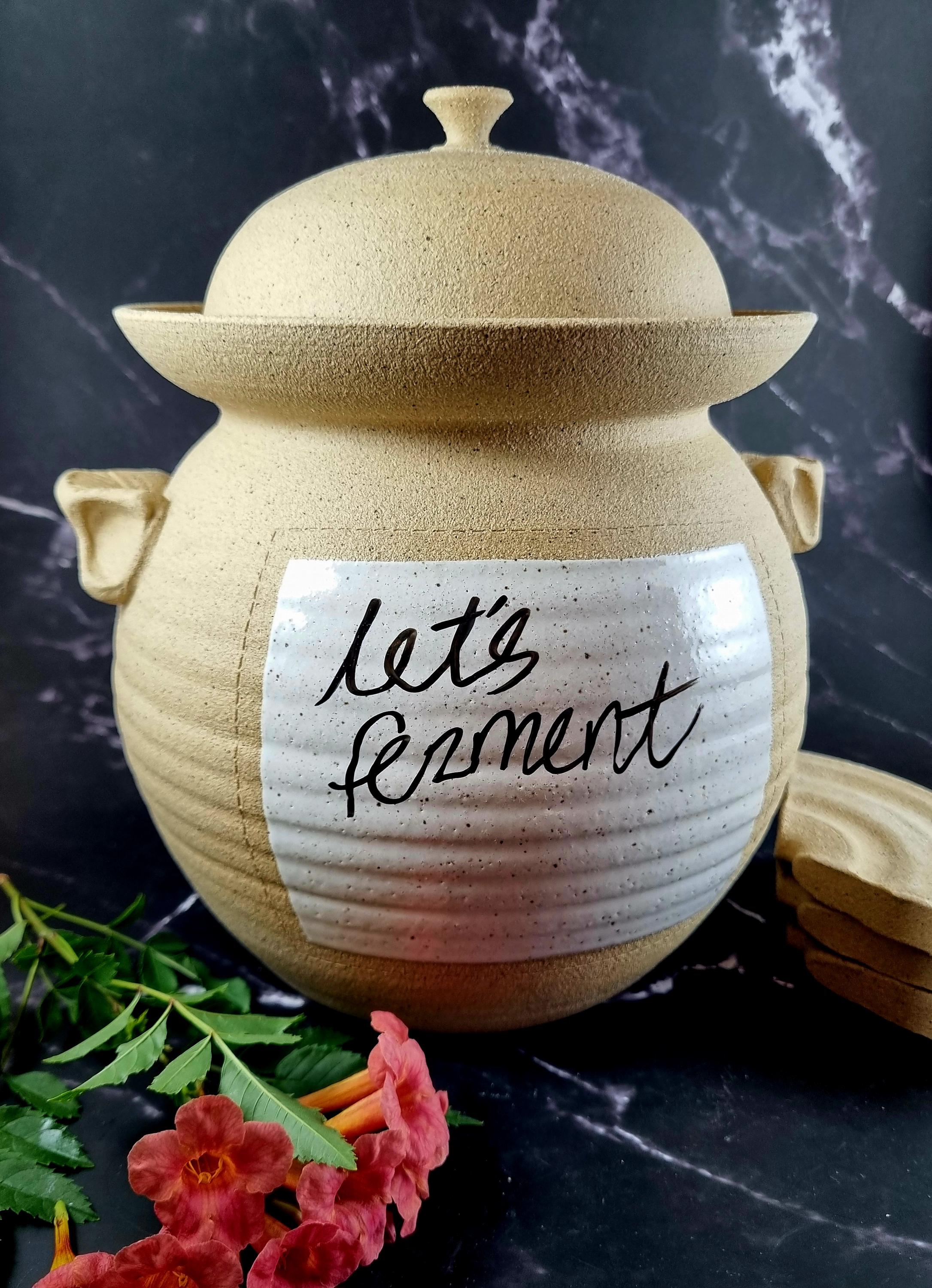96 Oz Beige With Speckles Handmade Ceramic Fermentation Crocks Ceramic ...