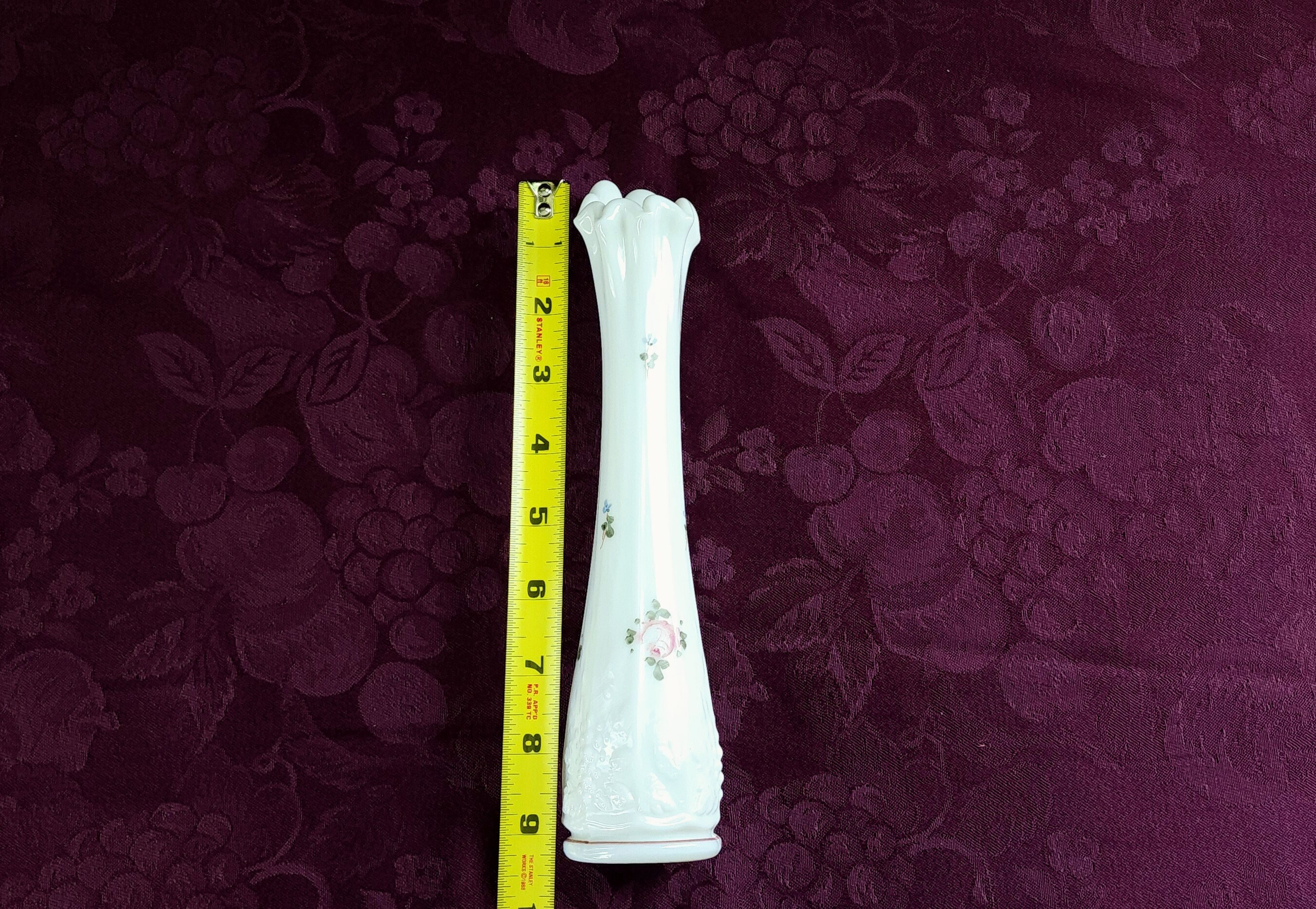 Vintage Westmoreland Hand Painted Rose Milk Glass Swung Vase Bud Vase ...