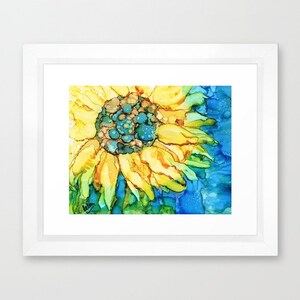 Sunflower Print of original ink artwork | Etsy