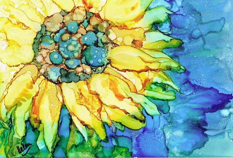 Sunflower Print of original ink artwork | Etsy