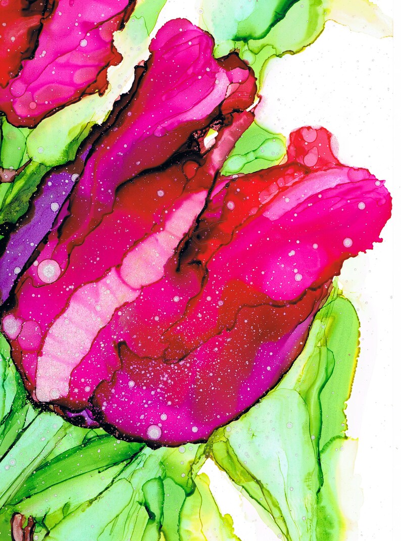 Tulips, Print of an Original Ink Painting - Etsy