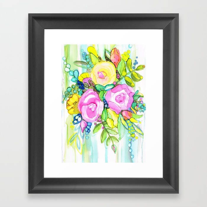 Summer Spray Pale. Print of Original Ink Painting. Floral Abstract - Etsy