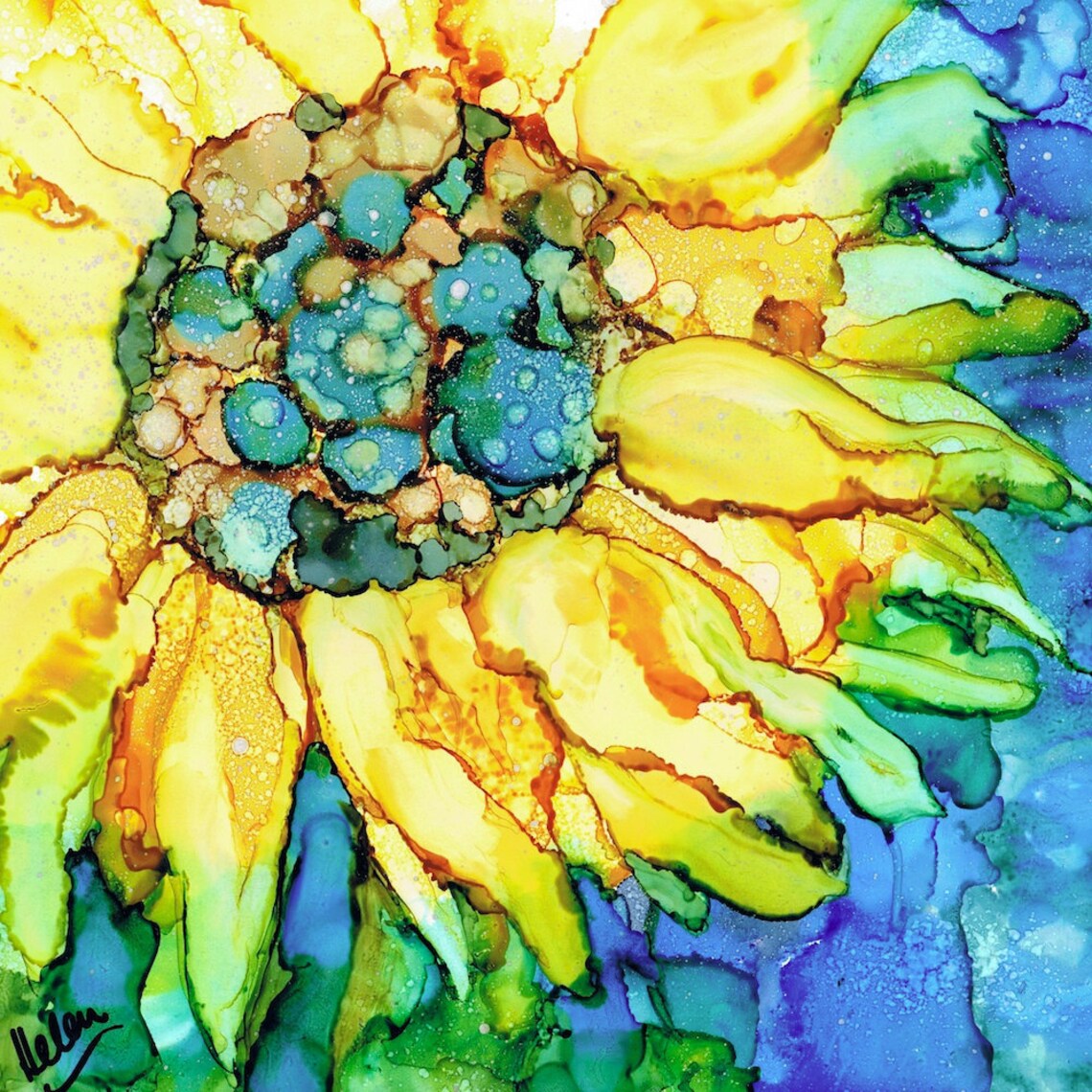 Sunflower, Print of Original Ink Artwork - Etsy