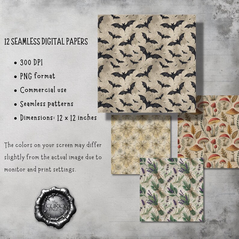 Witchy Seamless Digital Paper, Magic Halloween Backgrounds, Gothic ...