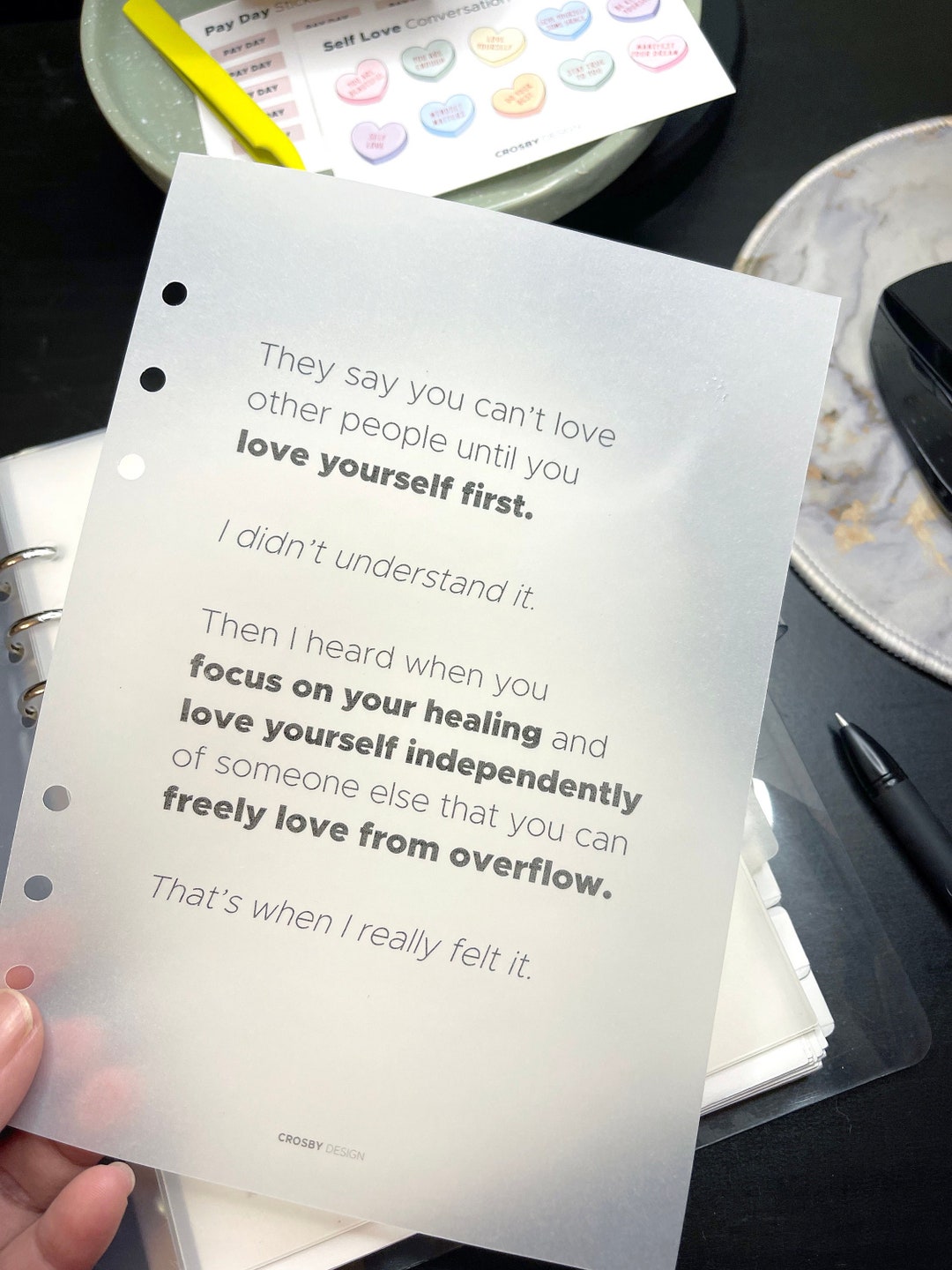 Love Yourself First Freely Love From Overflow Planner Insert Printable ...
