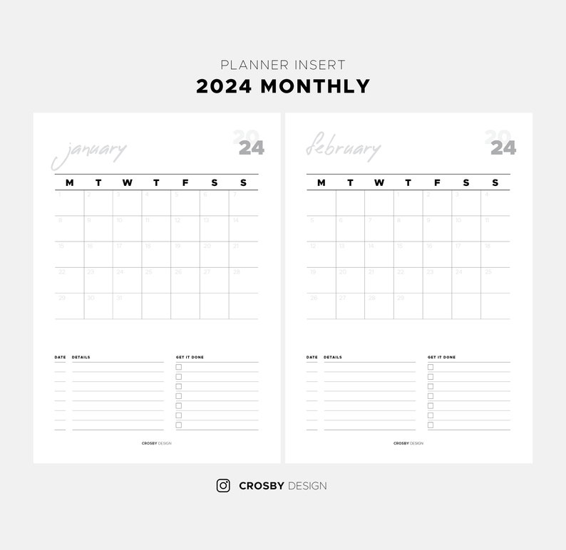 2024 Monthly Inserts | Planner Insert | Printable Dashboard | A5 - Etsy