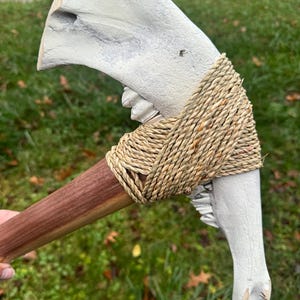 14" Bone Axe With Dual Color Black Walnut Handle (cosplay/pagan/wiccan ...