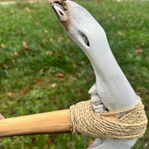 14" Bone Axe With Dual Color Black Walnut Handle (cosplay/pagan/wiccan ...