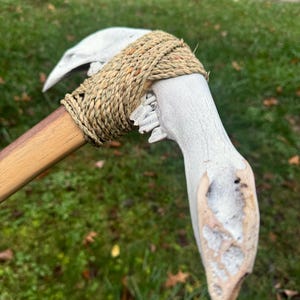 14" Bone Axe With Dual Color Black Walnut Handle (cosplay/pagan/wiccan ...
