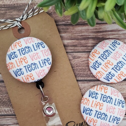 Vet Tech Floating Locket Badge Reel - Etsy