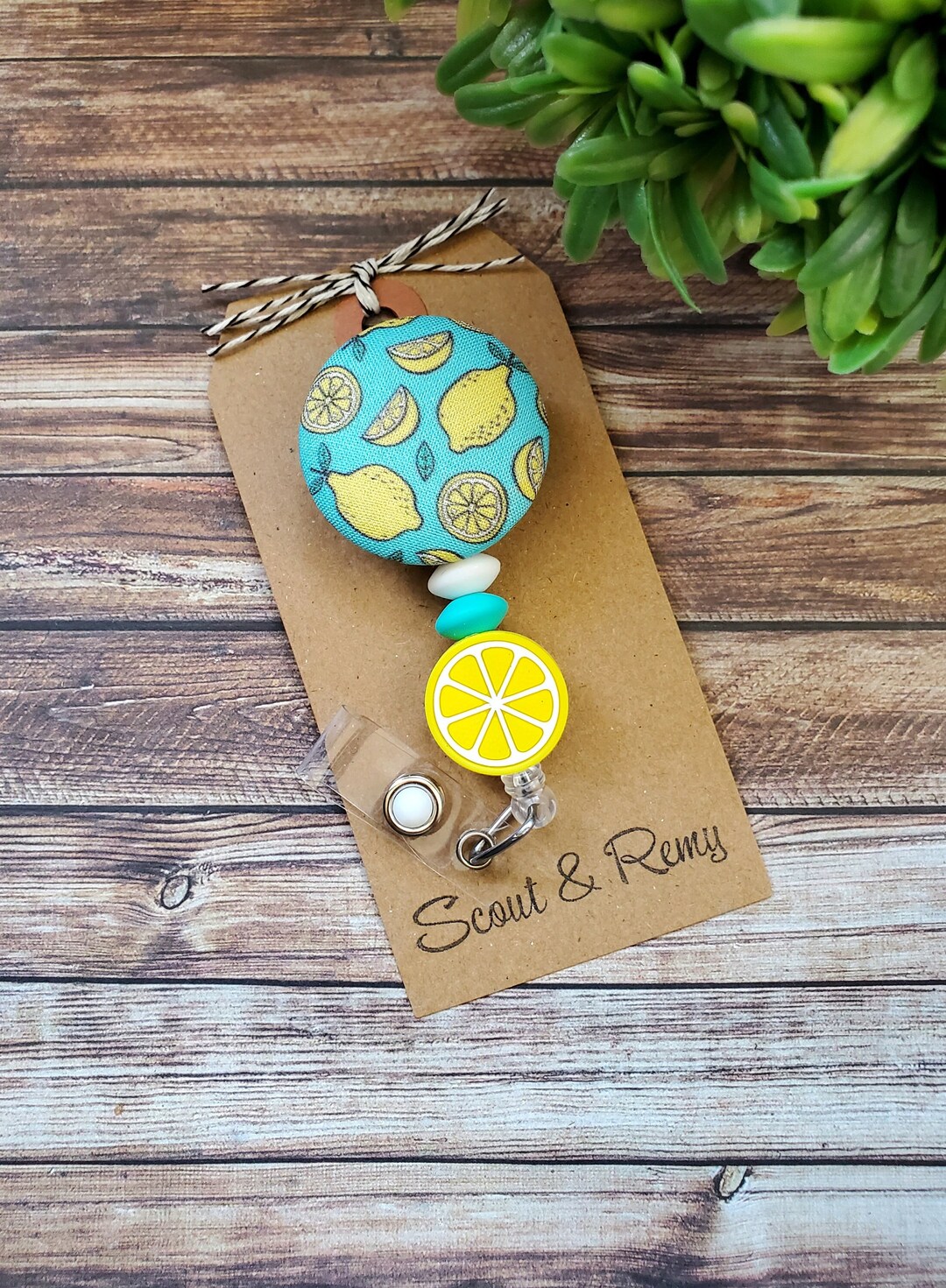 Lemon Badge Reel, Citrus Beaded Badge Reel, Wipeable Option - Etsy