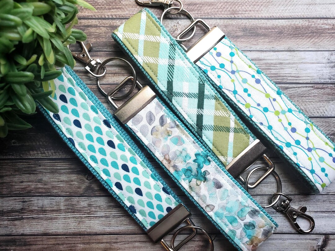 Aqua and Green Key Fob Collection | Handmade Wristlet Keychains ...