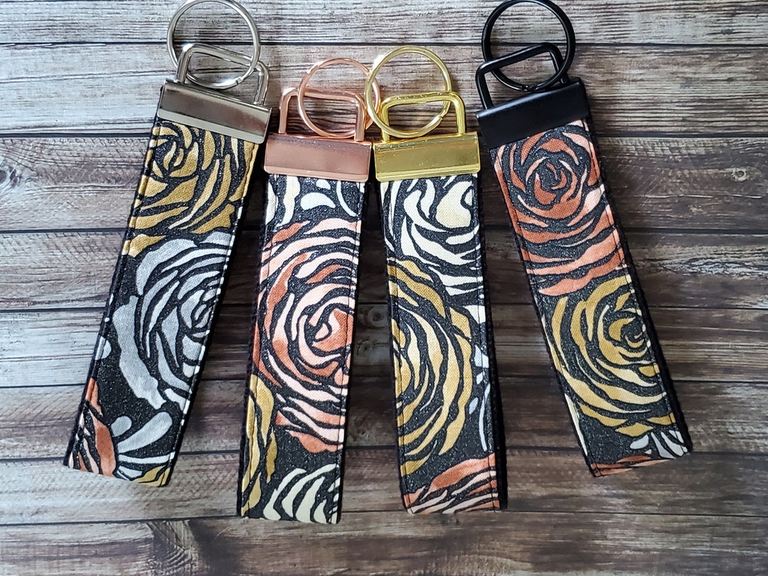 Key Fob, Wristlet, Rose Gold, Key Chain, Rose, Metallic, Floral ...