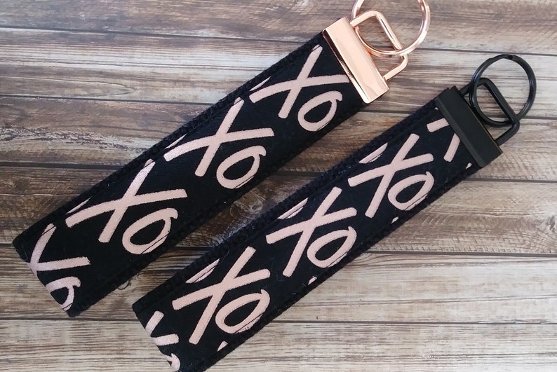 Key Fob Wristlet Rose Gold Modern XO Kiss Hug Key Chain | Etsy