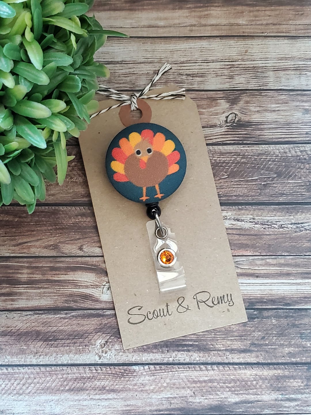 Thanksgiving Turkey Badge Reel on Blue, Wipeable Option - Etsy