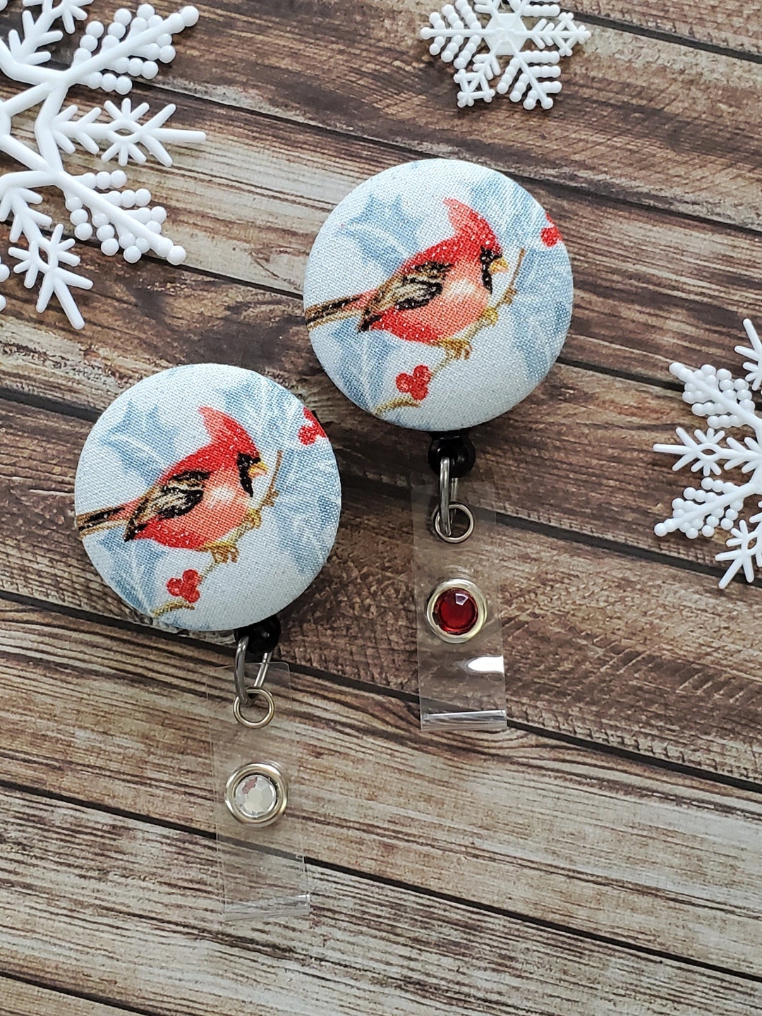 Cardinal Badge Reel: Winter Bird Badge Holder - Etsy