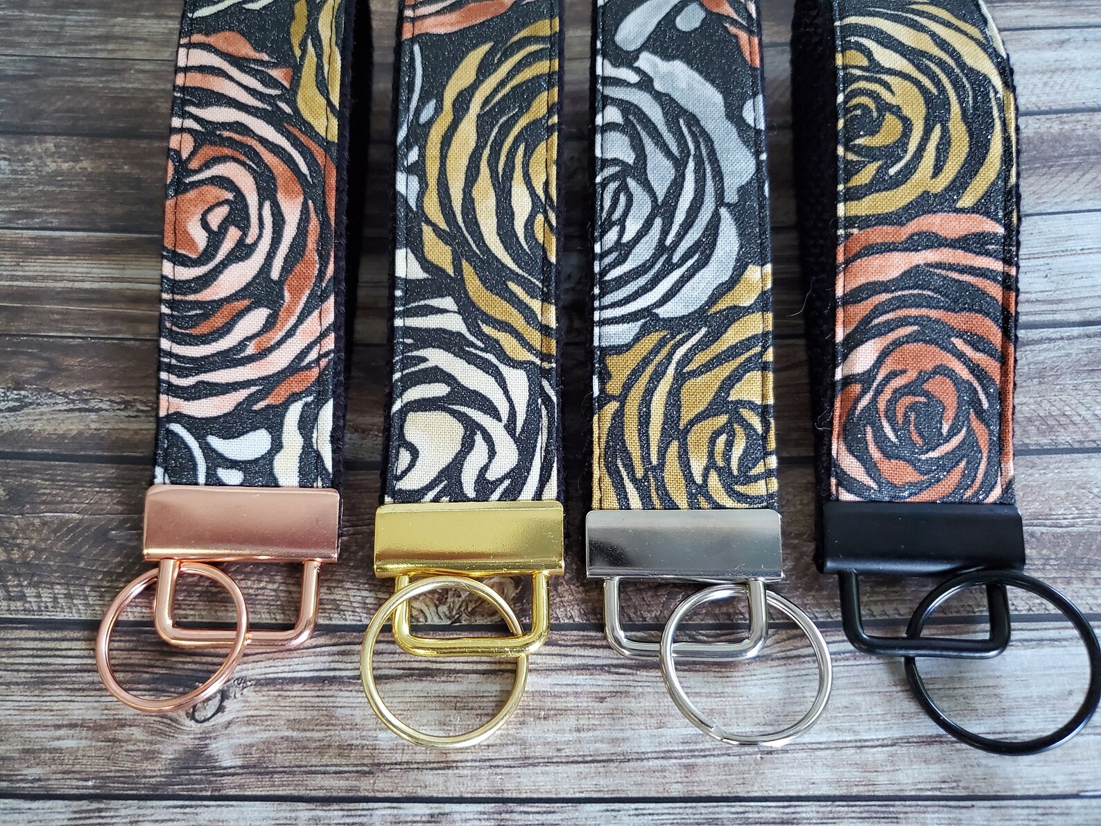 Key Fob Wristlet Rose Gold Key Chain Rose Metallic | Etsy