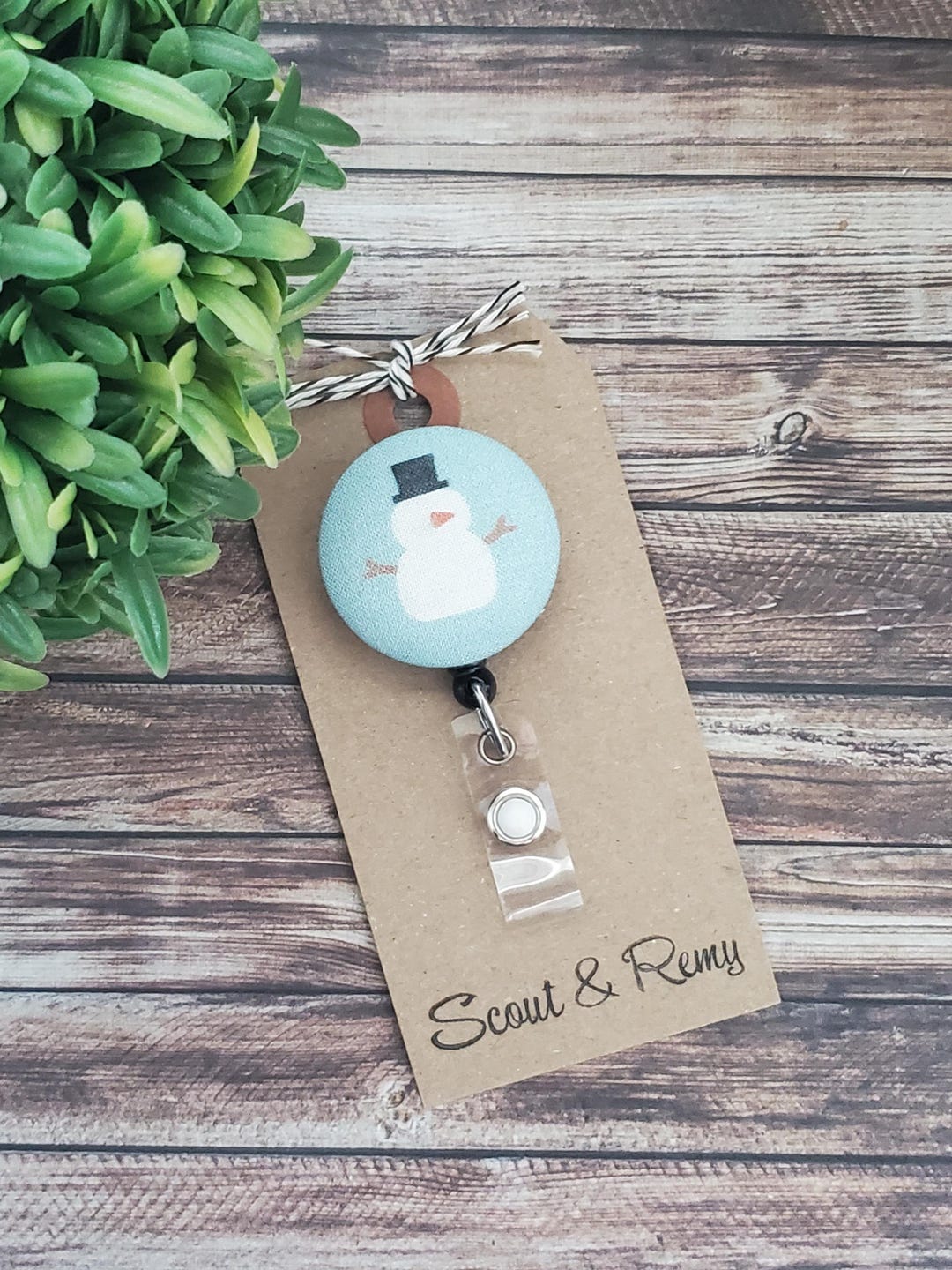 Winter Snowman on Light Blue Retractable Badge Reel - Etsy