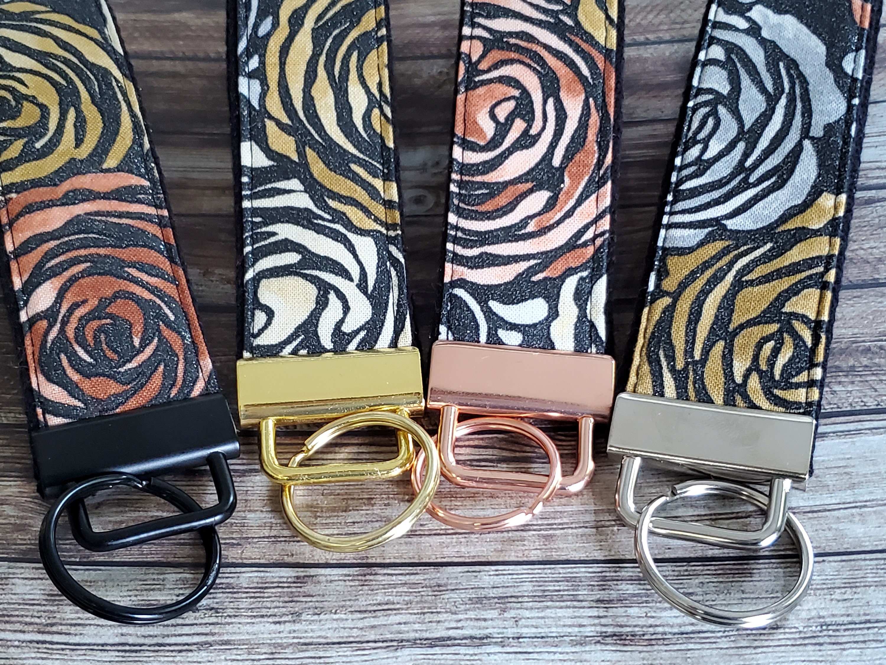 Key Fob Wristlet Rose Gold Key Chain Rose Metallic | Etsy