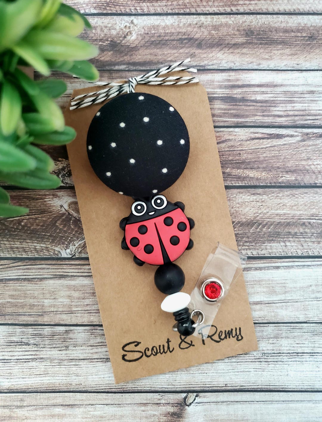 Ladybug Retractable Beaded Badge Reel, Wipeable Option - Etsy