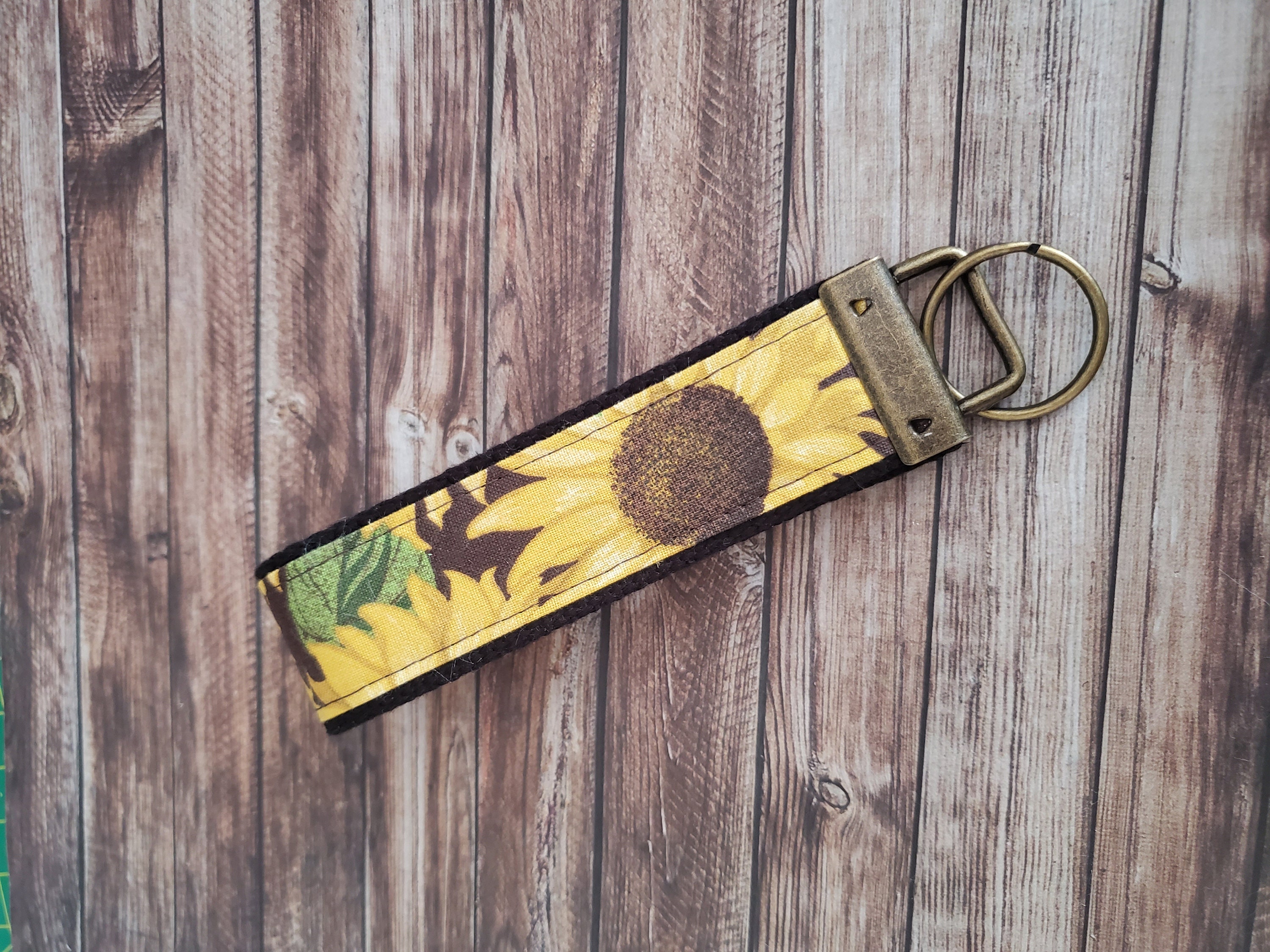 Sunflower Wristlet Key Fob Floral Keychain | Etsy
