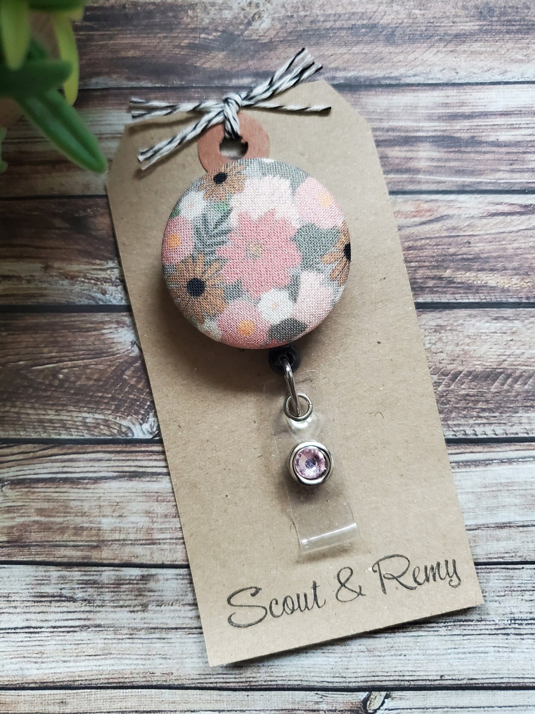 Floral Badge Reel, Boho Badge Reel, Neutral Badge Reel, Badge Holder ...