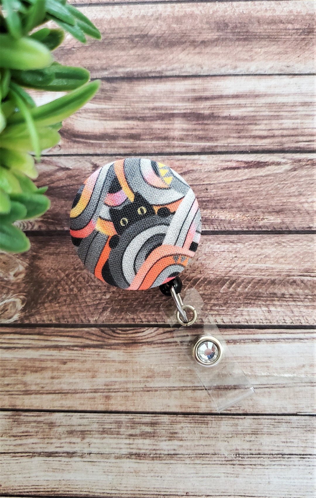 Mod Cat Sunset Maze Badge Reel, Vet, Nurse, Teacher, Retractable Badge ...