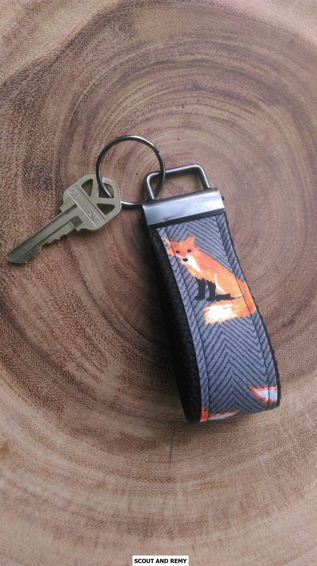 Red Fox Key Fob: Herringbone Mini Keychain - Etsy