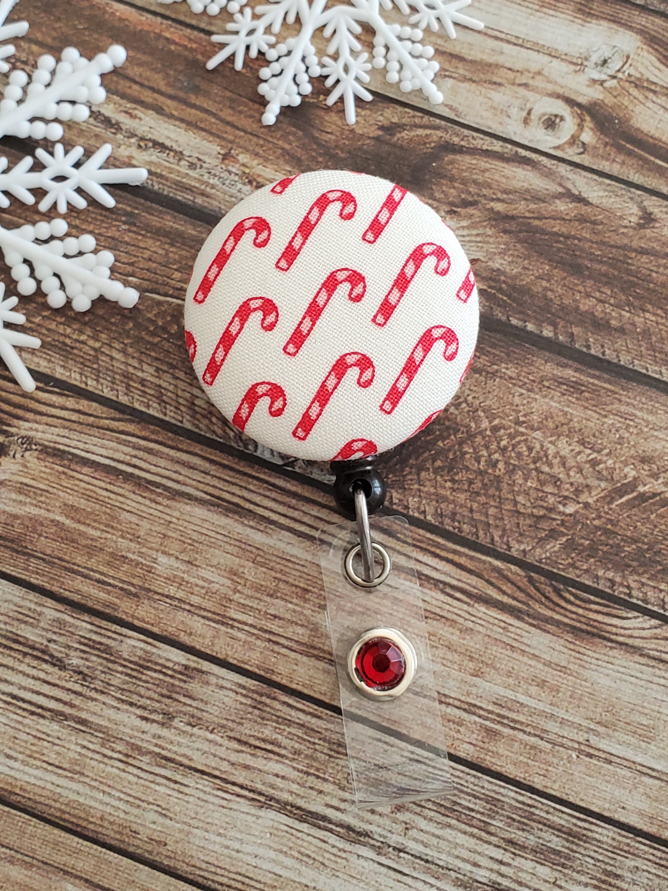 Candy Cane Badge Reel Christmas Badge Clip Holiday Badge | Etsy