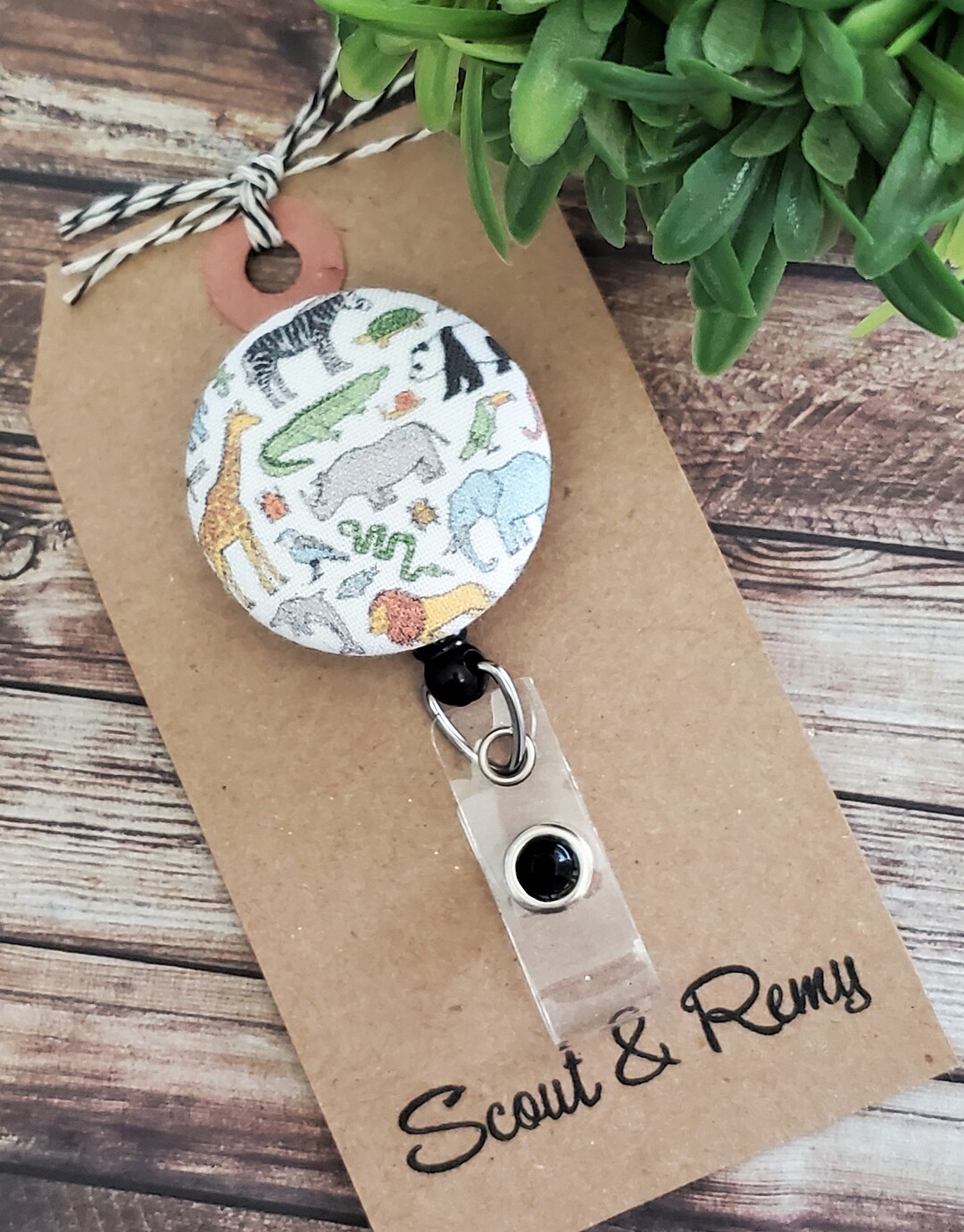 Safari Animals Badge Reel: Alligator, Giraffe, Lion - Teacher Nurse ...