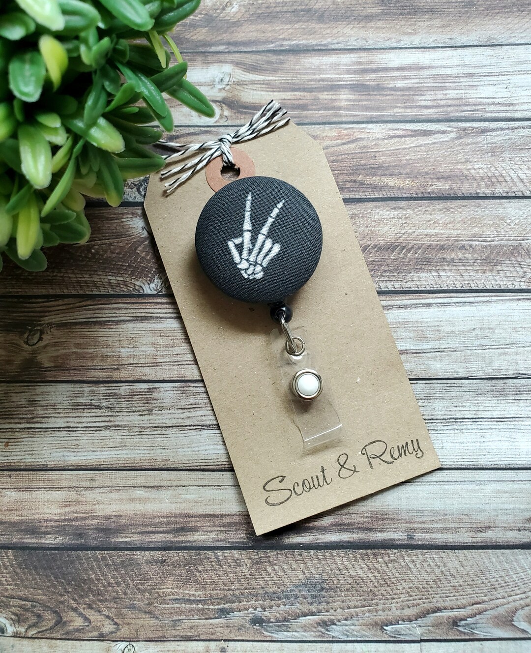 Skeleton Hand Peace Sign Badge Reel - Radiology Xray - Wipeable Option ...