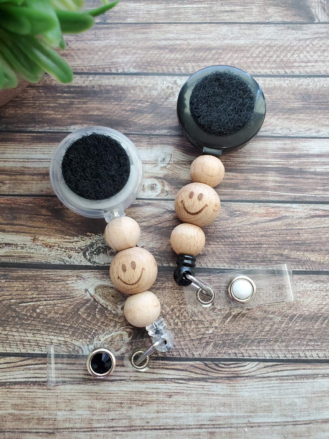 Happy Face Smiley Face Wood Beaded Interchangeable Badge Reel Base - Etsy