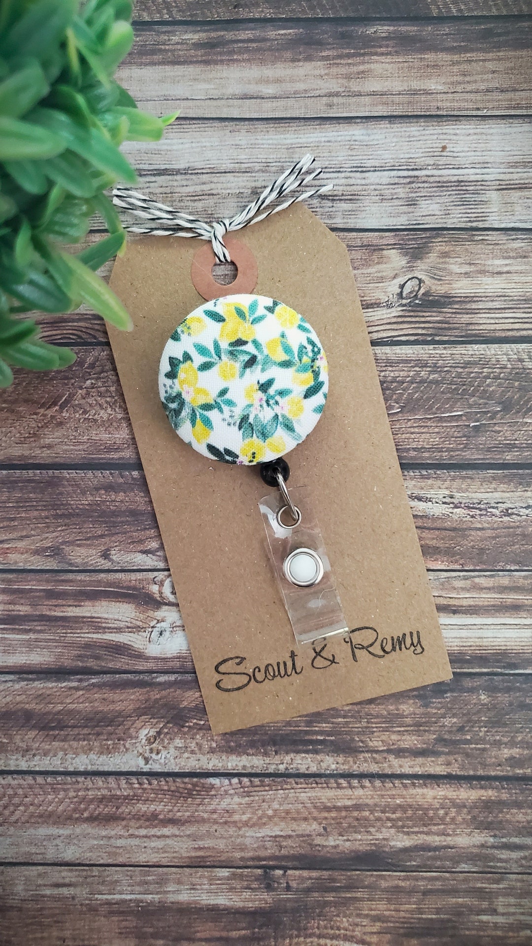 Lemon Botanical Badge Reel: Retractable Alligator or Belt Clip ...