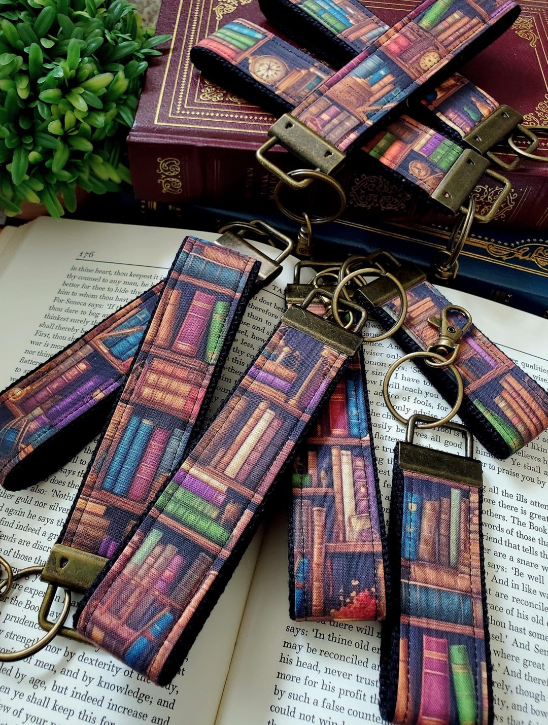 Chapter & Charm Wristlet – Bookish Fabric Keychain – Cozy Style Key Fob ...