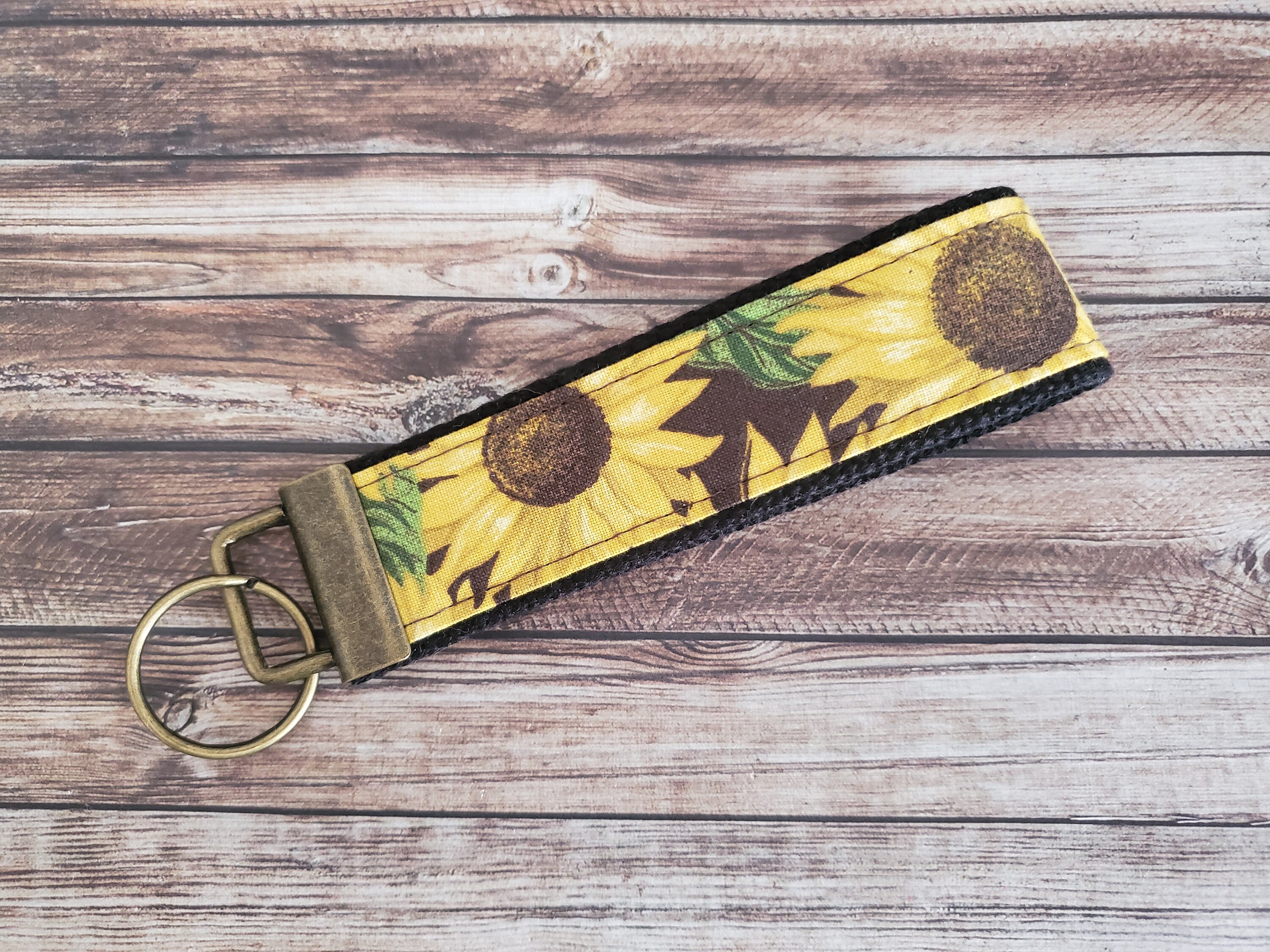 Sunflower Wristlet Key Fob Floral Keychain - Etsy