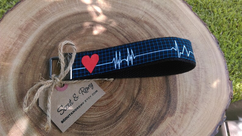 Key Fob EKG Wristlet Heart Key Chain Heartbeat | Etsy