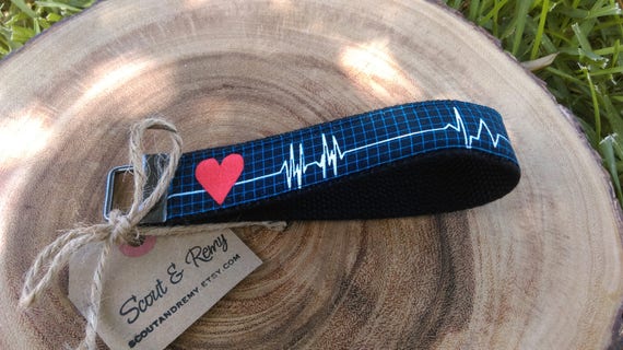 Key Fob EKG Wristlet Heart Key Chain Heartbeat | Etsy