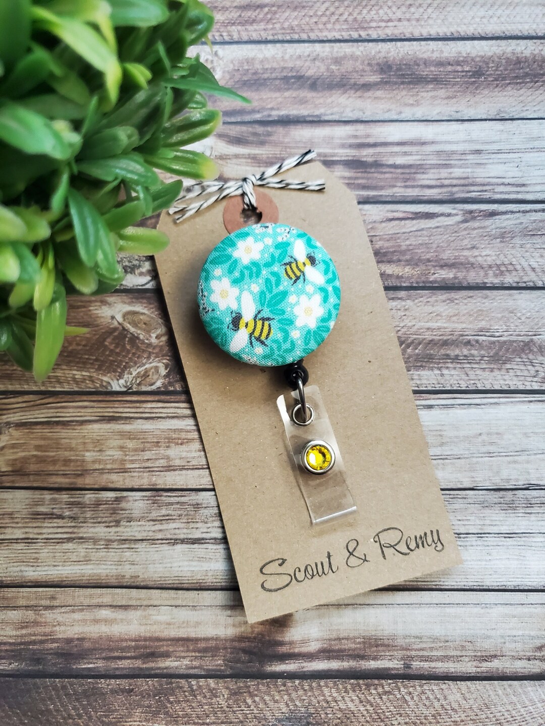 Bee Floral Badge Reel: Retractable Alligator or Belt Clip, Wipeable - Etsy