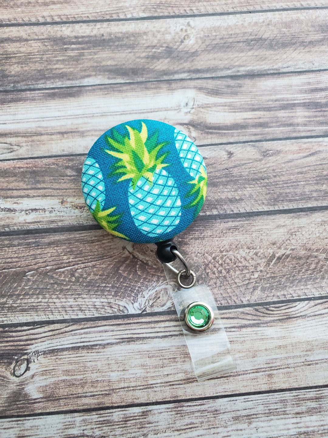 Pineapple Badge Reel: Blue & Green Tropical Badge Holder - Etsy