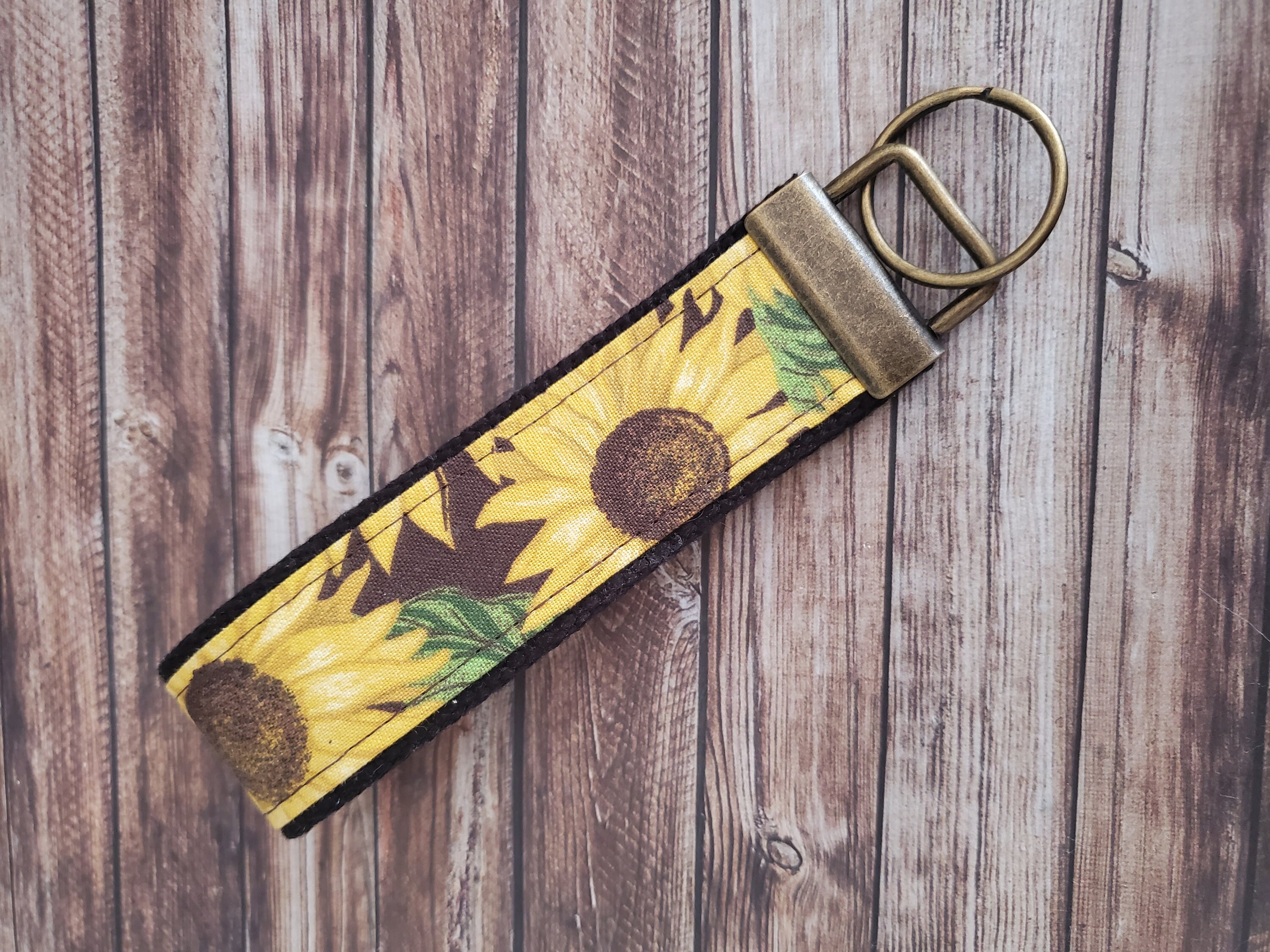 Sunflower Wristlet Key Fob Floral Keychain | Etsy
