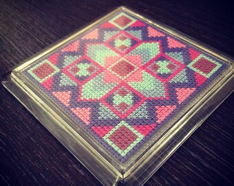 Cross Stitch Coaster - Etsy