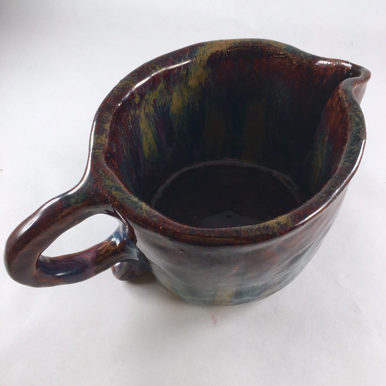 Pitcher and Cup Set Rustic Hand Built Green Blue | Etsy