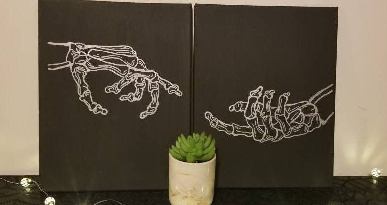 Creation Skeleton Hand Canvas Set Creation of Adam Macabre - Etsy
