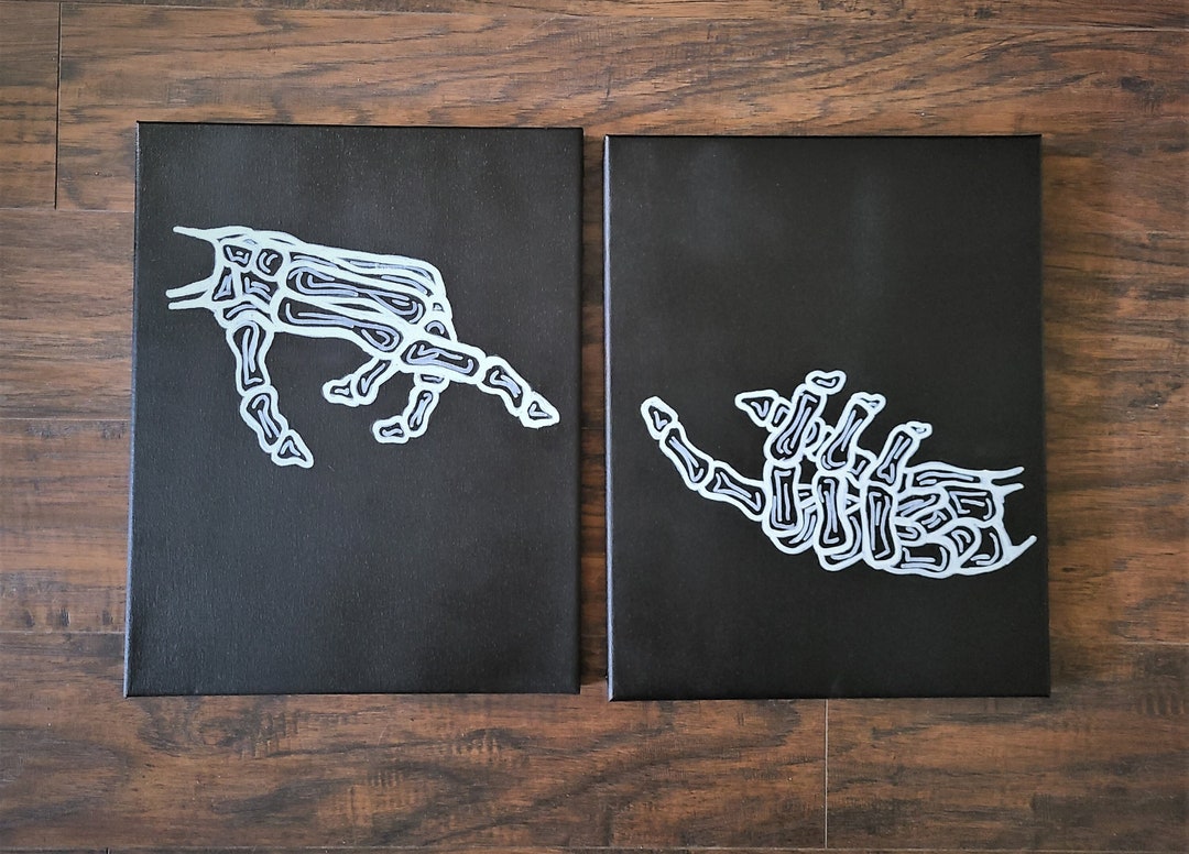 Creation Skeleton Hand Canvas Set, Creation of Adam, Macabre Home Decor ...