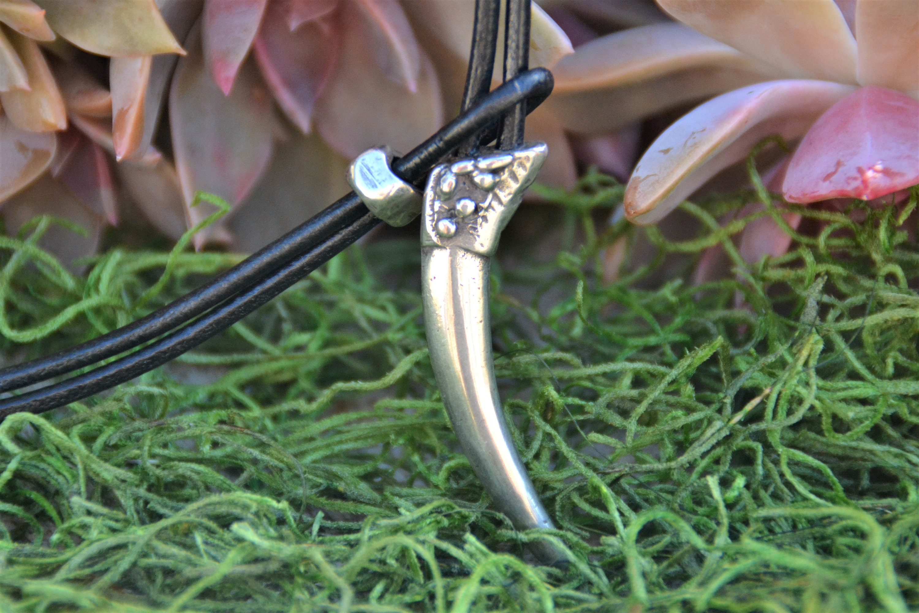 Wolf Tusk Necklace Silver Wolf Tooth Pendant Leather Men | Etsy