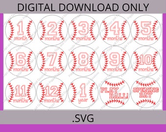 Baseball Baby Monthly Milestones, Laser Cut File, SVG - AI - DXF ...