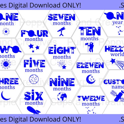 Space Baby Monthly Milestone Hexagon SVG File - Etsy