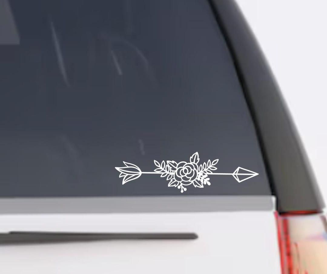 Floral Arrow Vinyl Decal | Boho Flower Arrow Car Sticker | Arrow Window ...