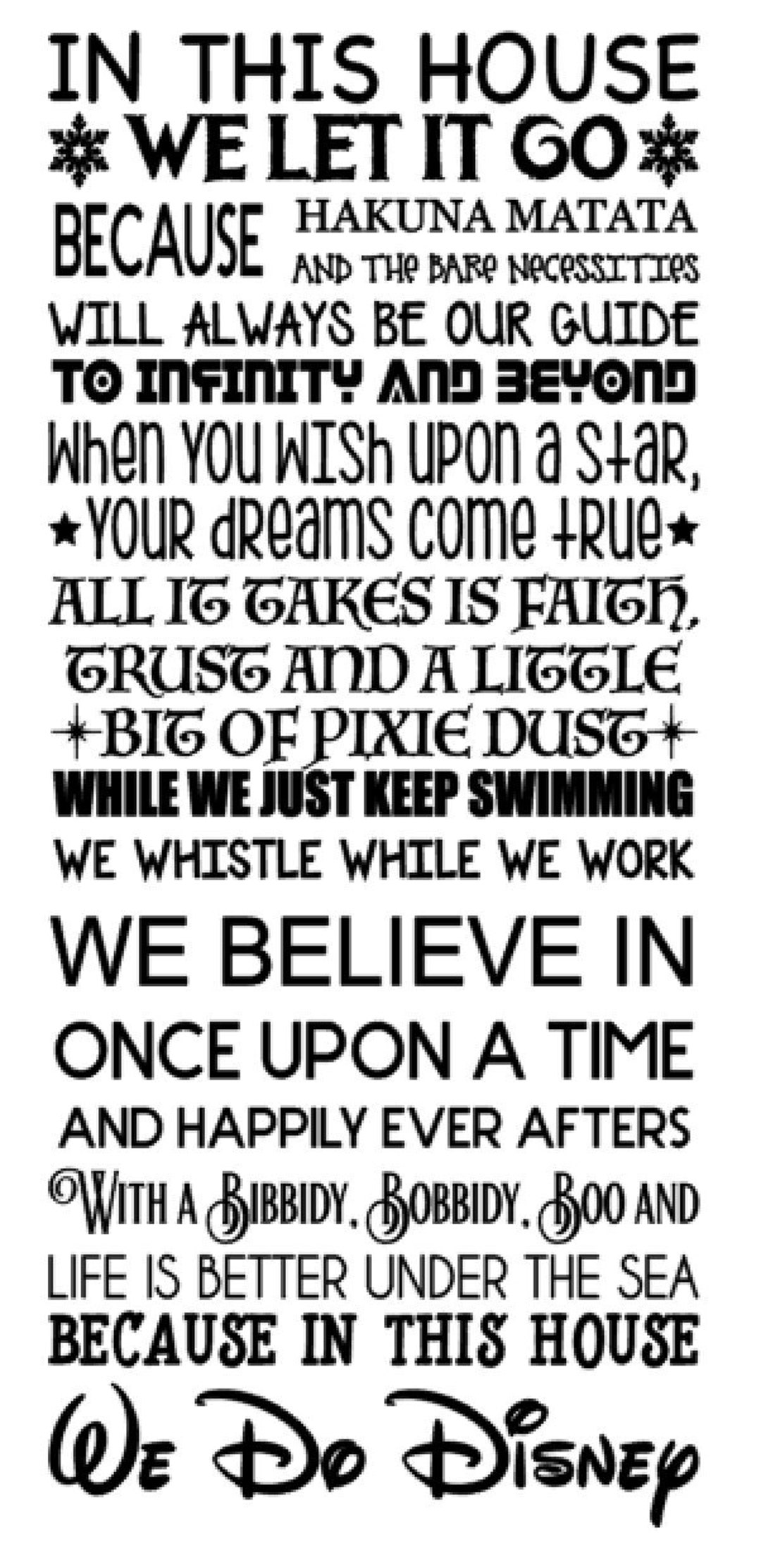 In This House Disney, Word Art, Home Decor, Wall Decal, Wall Decor ...